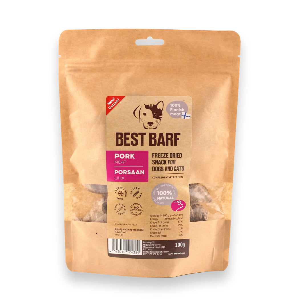 100% Natural Freeze-Dried Raw Pork Meat Snacks – BestBarf